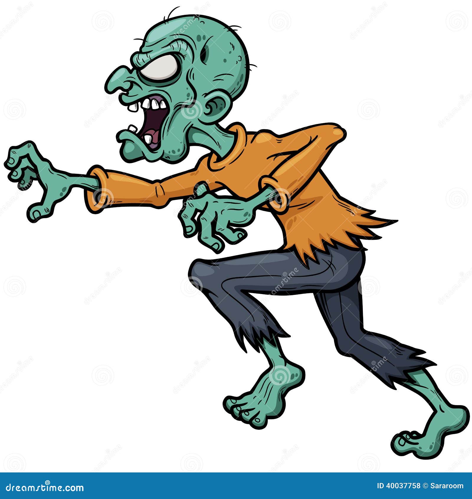 Zombie Boy Running Color Illustration Cartoon Vector | CartoonDealer ...