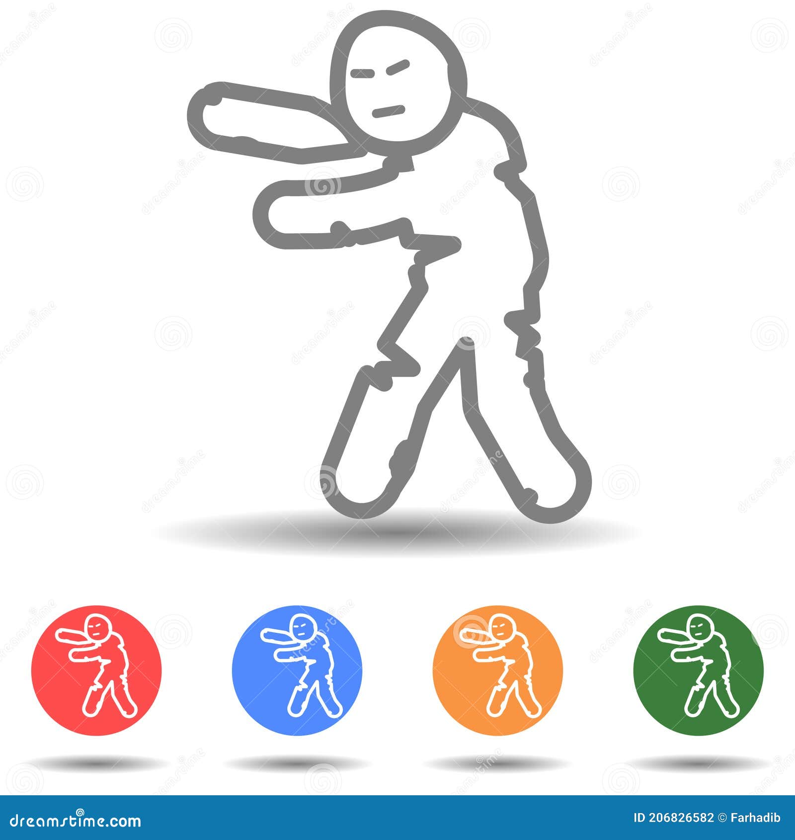 Zombie Walking Linear Vector Icon Stock Vector - Illustration of ...