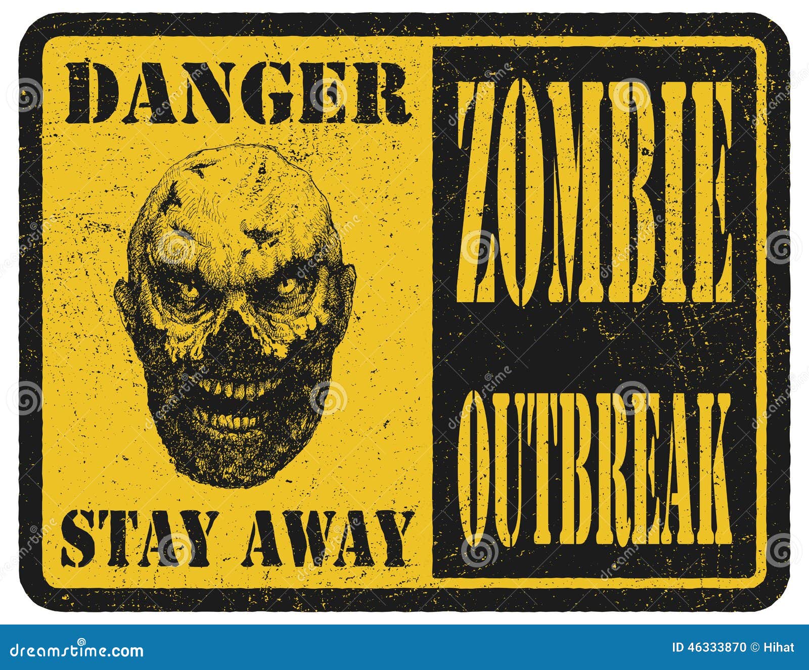 Zombie. Warning Sign. Hand Drawn. Vector Stock Vector - Illustration of ...
