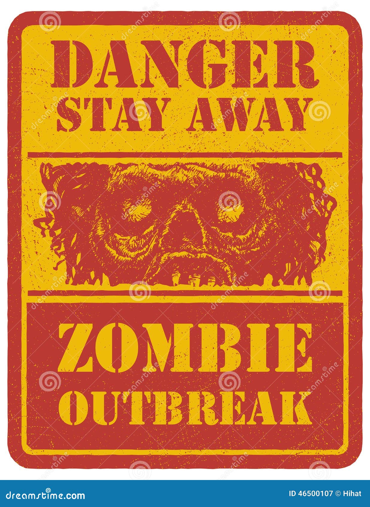 Zombie. Warning Sign. Hand Drawn. Vector Stock Vector - Illustration of ...