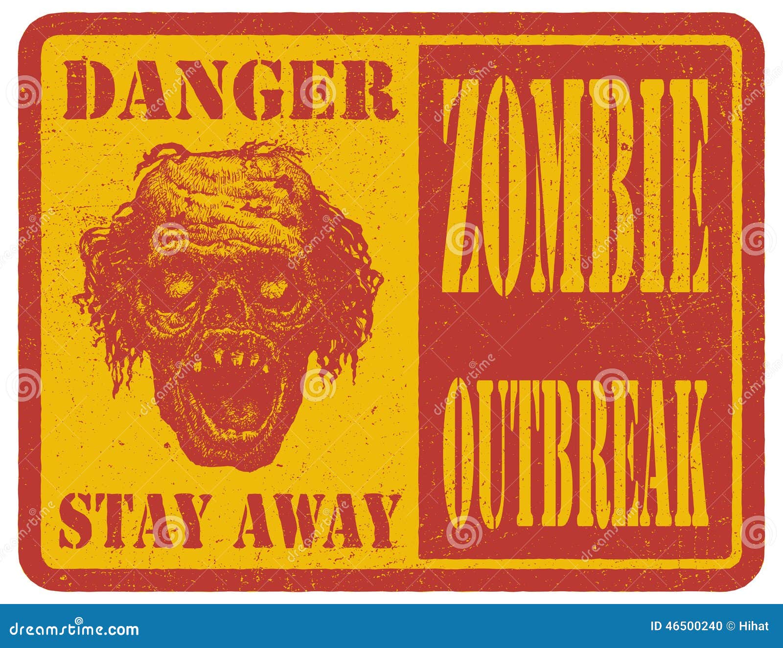 Zombie. Warning Sign. Hand Drawn. Vector Stock Vector - Illustration of ...