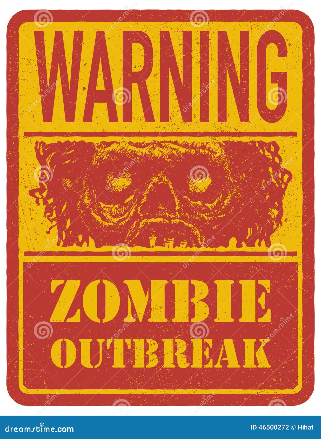 Zombie. Warning Sign. Hand Drawn. Vector Stock Vector - Illustration of ...