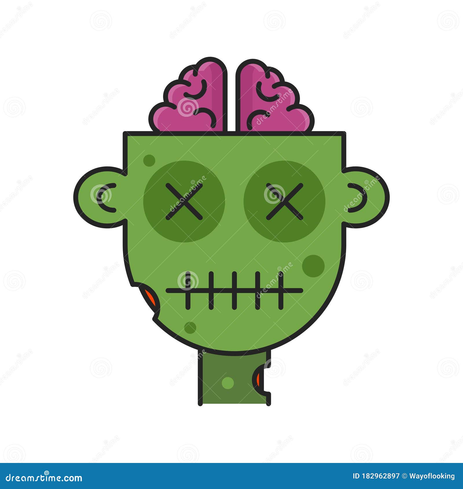 Dead Zombie Head Icon. Flat Style. Isolated on White Background Stock ...