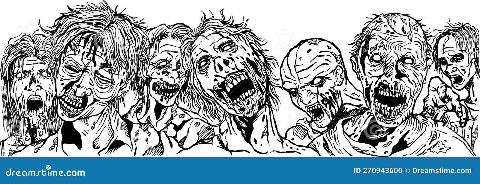Zombies Apocalypse Undead Doodle Art Stock Vector - Illustration of ...