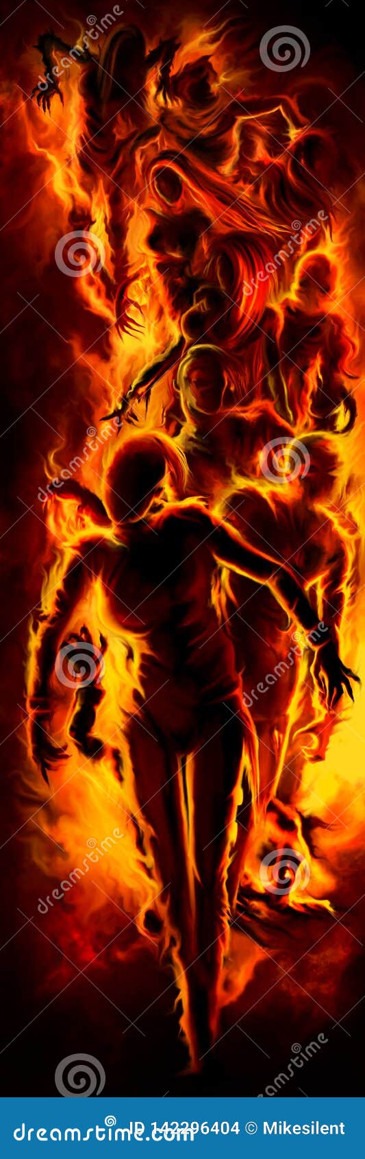 Zombies in Fire Vertical Banner Stock Illustration - Illustration of ...