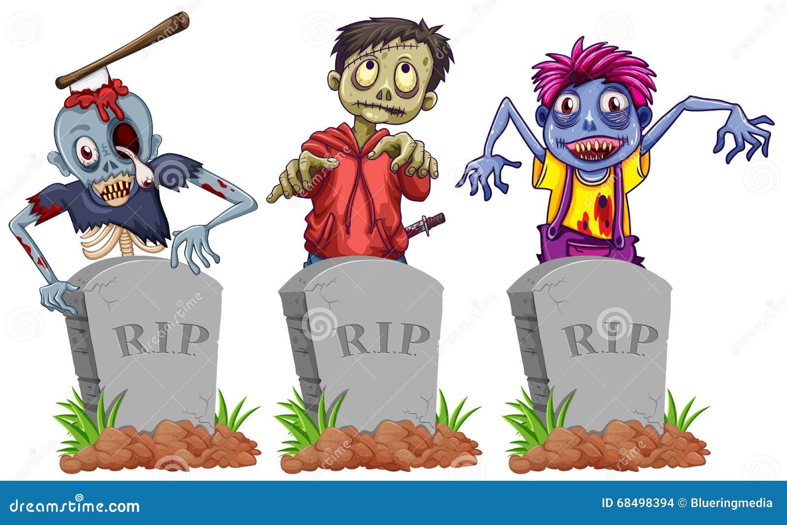 Zombies and grave stones stock vector. Illustration of background ...