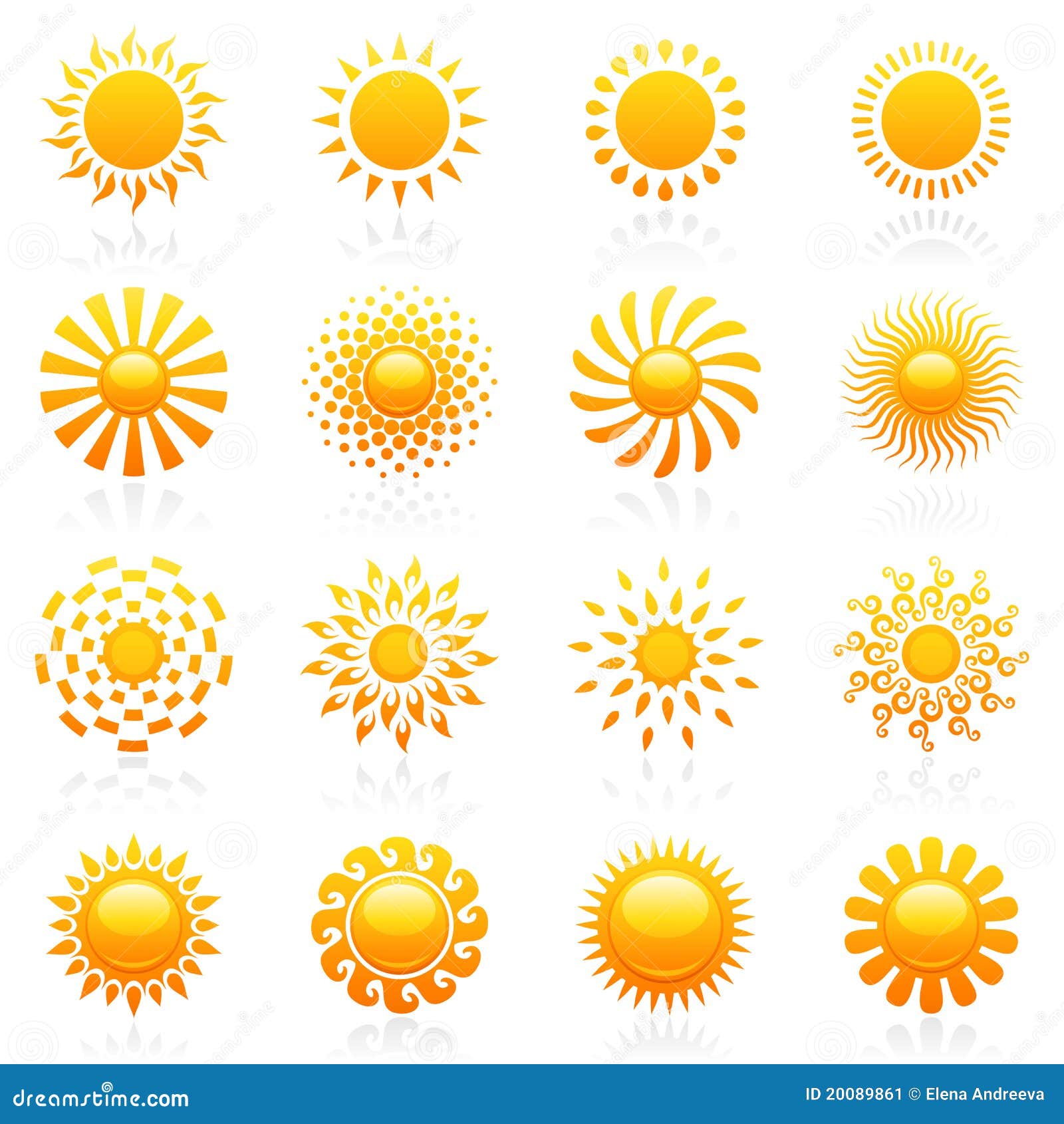 Zon. De Vector Reeks Van Het Embleemmalplaatje. Vector Illustratie ...