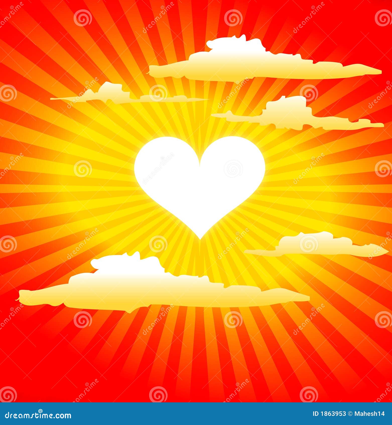 Zon in De Vorm Van Het Hart! Stock Illustratie - Illustration of ...