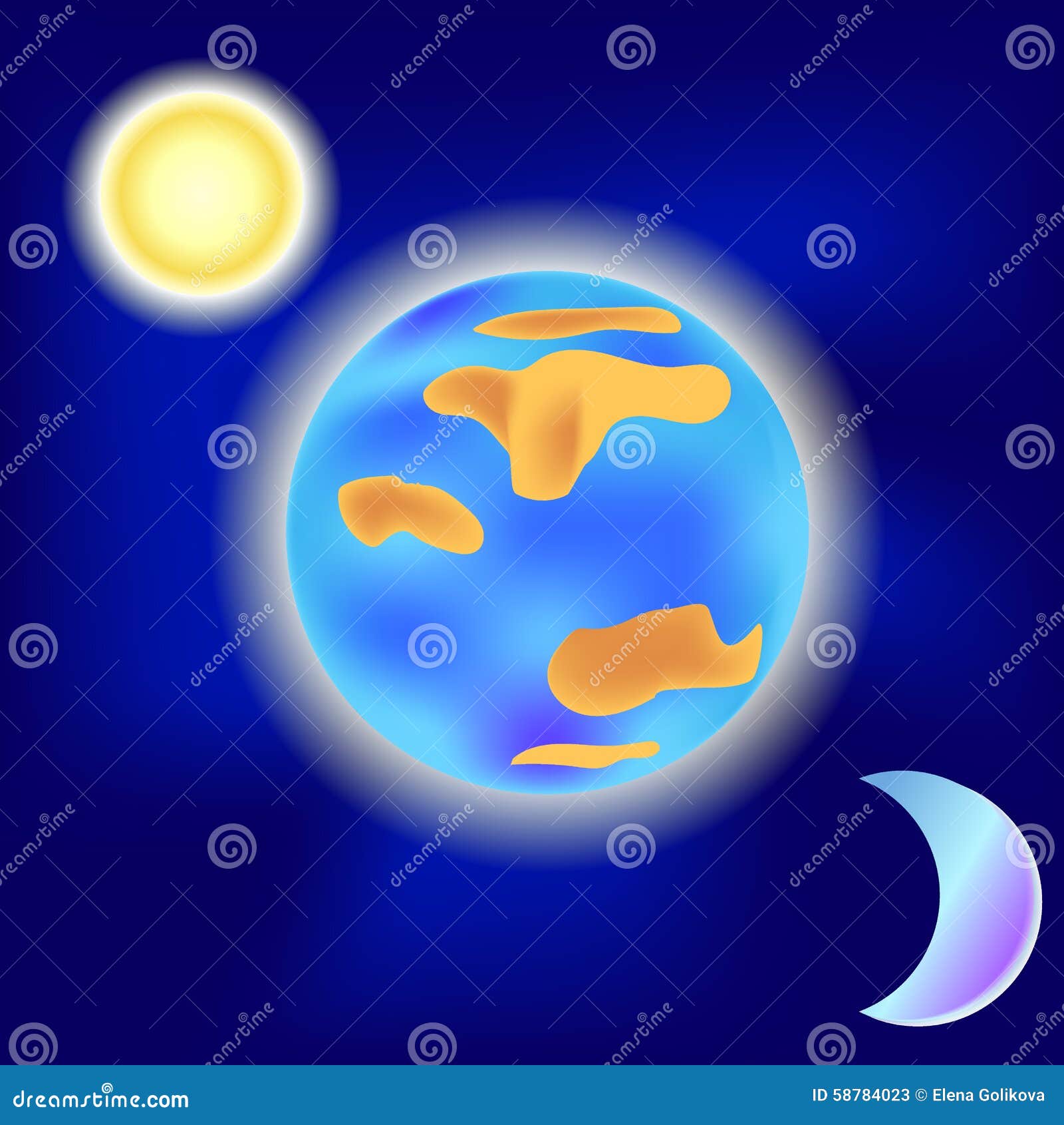 Zon en Maan rond de Aarde stock illustratie. Illustration of astronomie ...