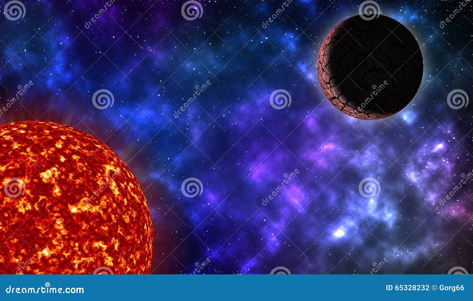 Zon En Planeet in Diepe Ruimte Stock Illustratie - Illustration of ...