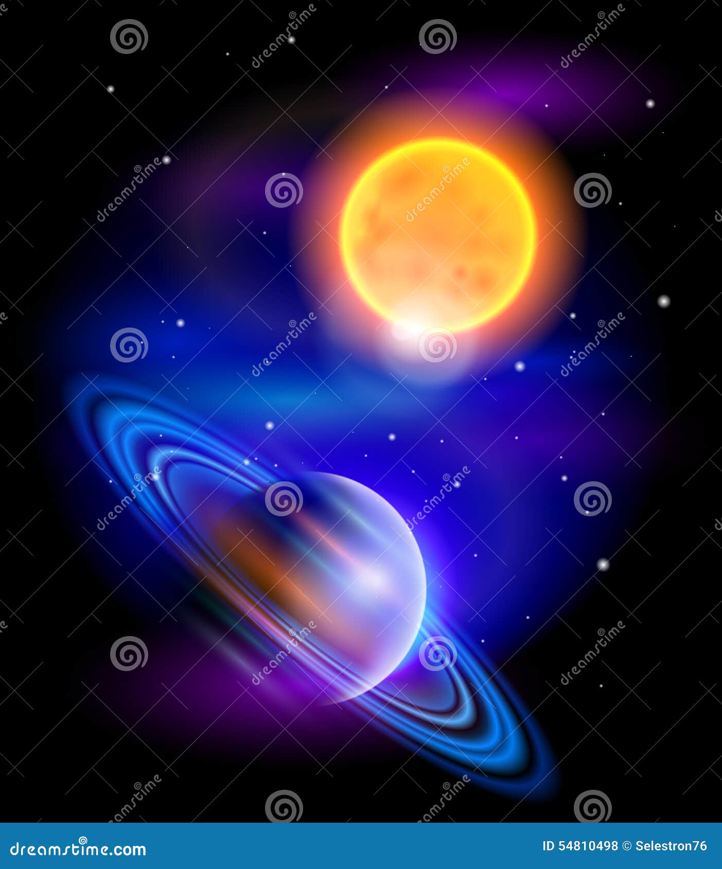 Zon en Saturnus vector illustratie. Illustration of hemel - 54810498