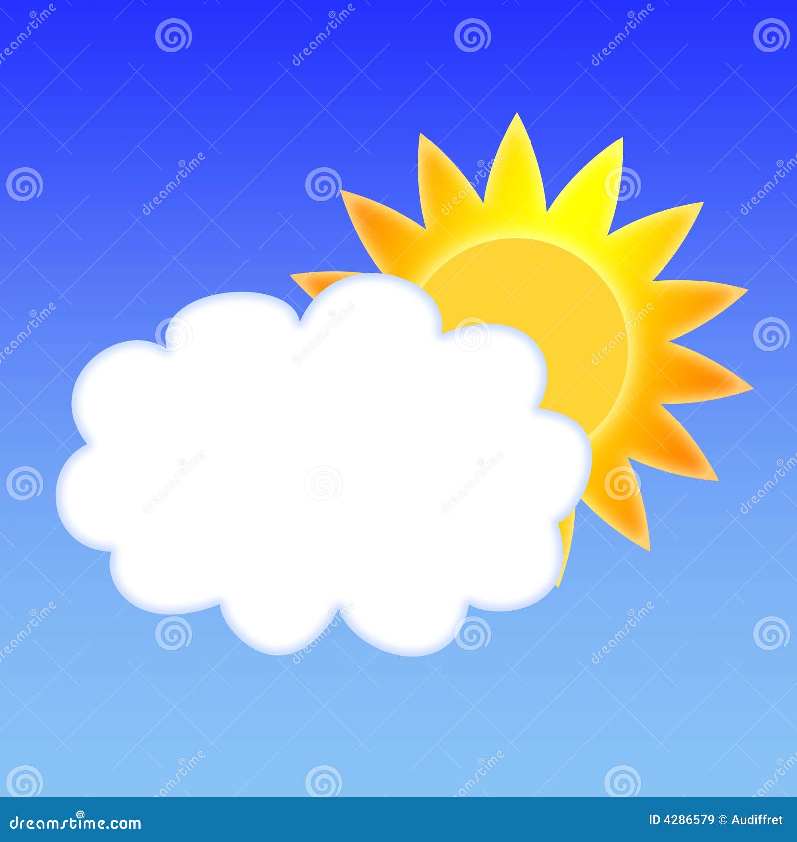 Zon en wolk stock illustratie. Illustration of heet, zonnig - 4286579