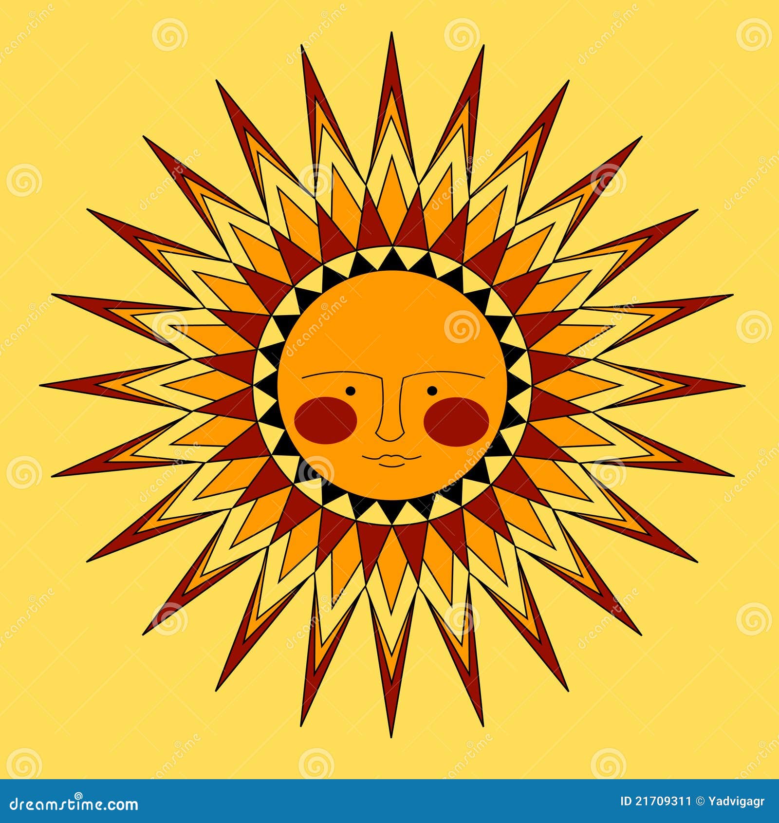 Zon-gezicht vector illustratie. Illustration of gezicht - 21709311