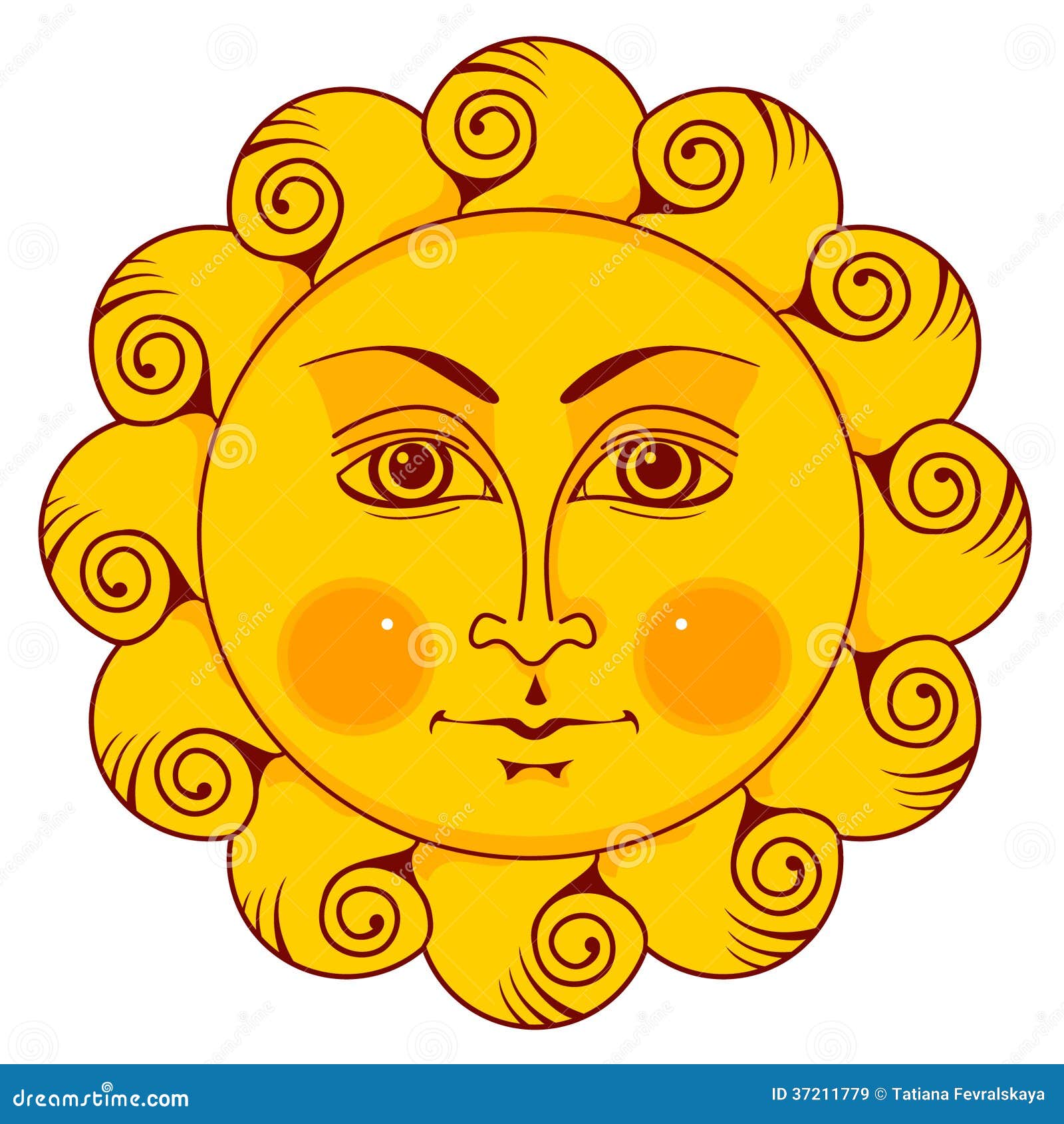 Zon met gezicht vector illustratie. Illustration of gezicht - 37211779