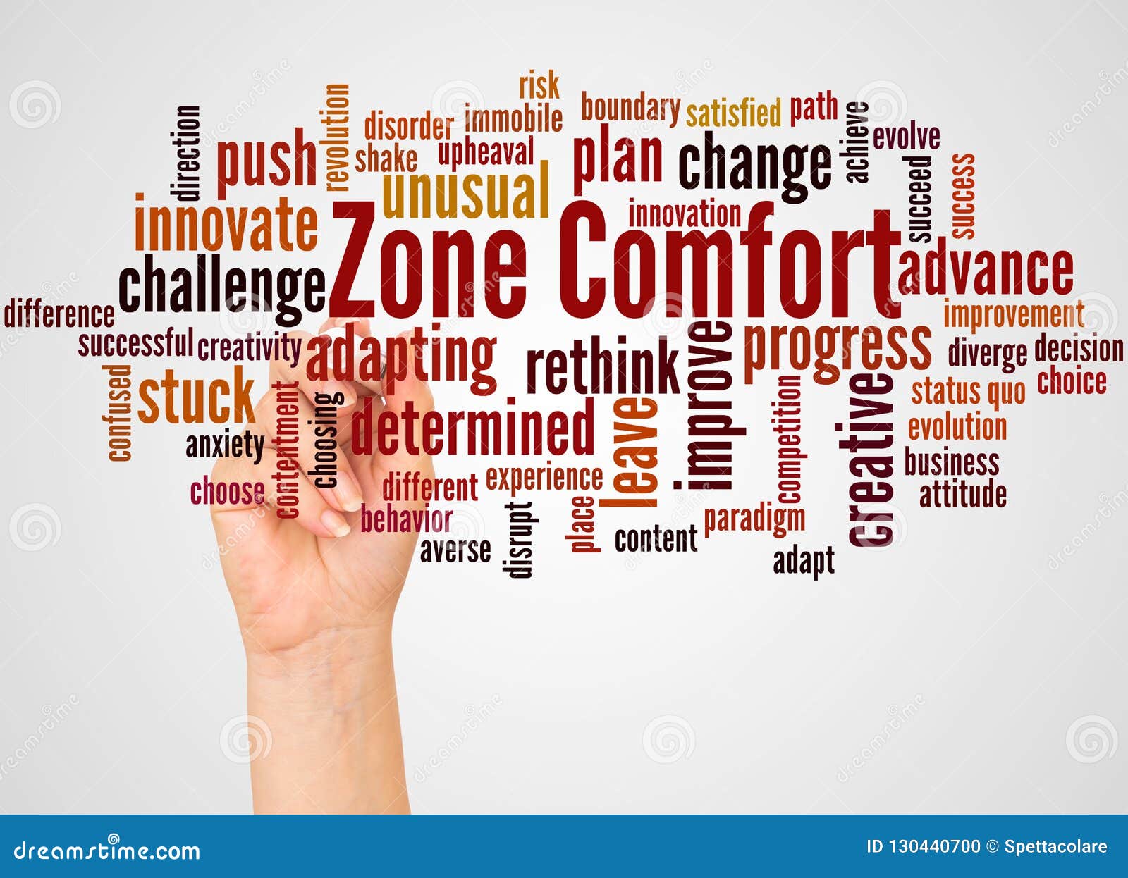 Zone Comfort Word Cloud and Hand with Marker Concept Stock Illustration ...