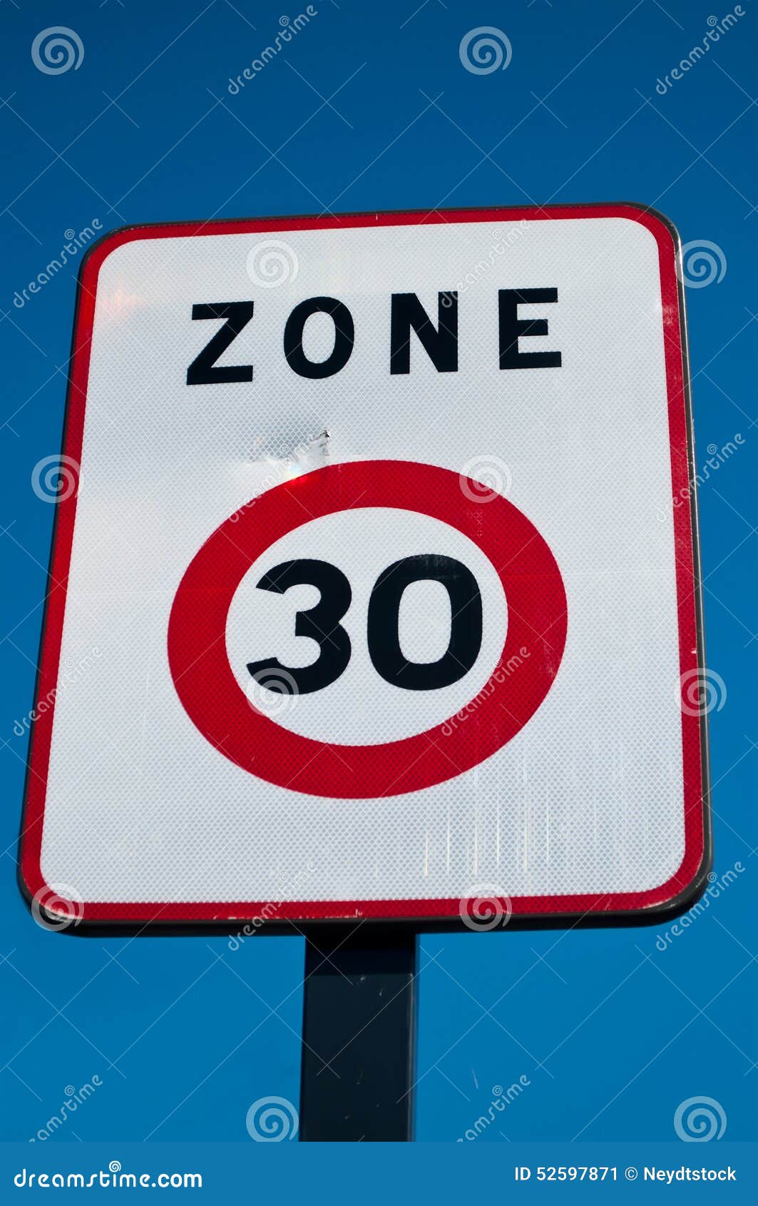Zone 30 stock image. Image of sign, slow, white, number - 52597871