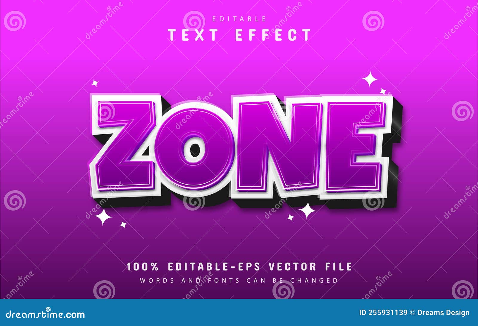 Zone Text Effect with Purple Gradient Stock Vector - Illustration of ...