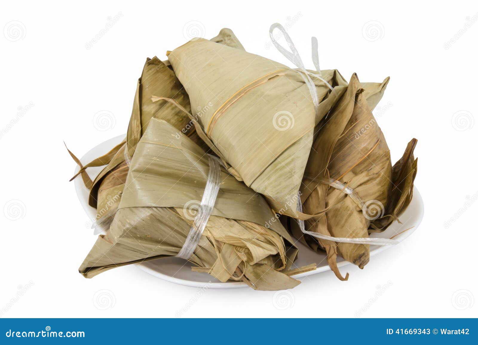 Zongzi or Bak Chang on White Stock Image - Image of traditional, rice ...