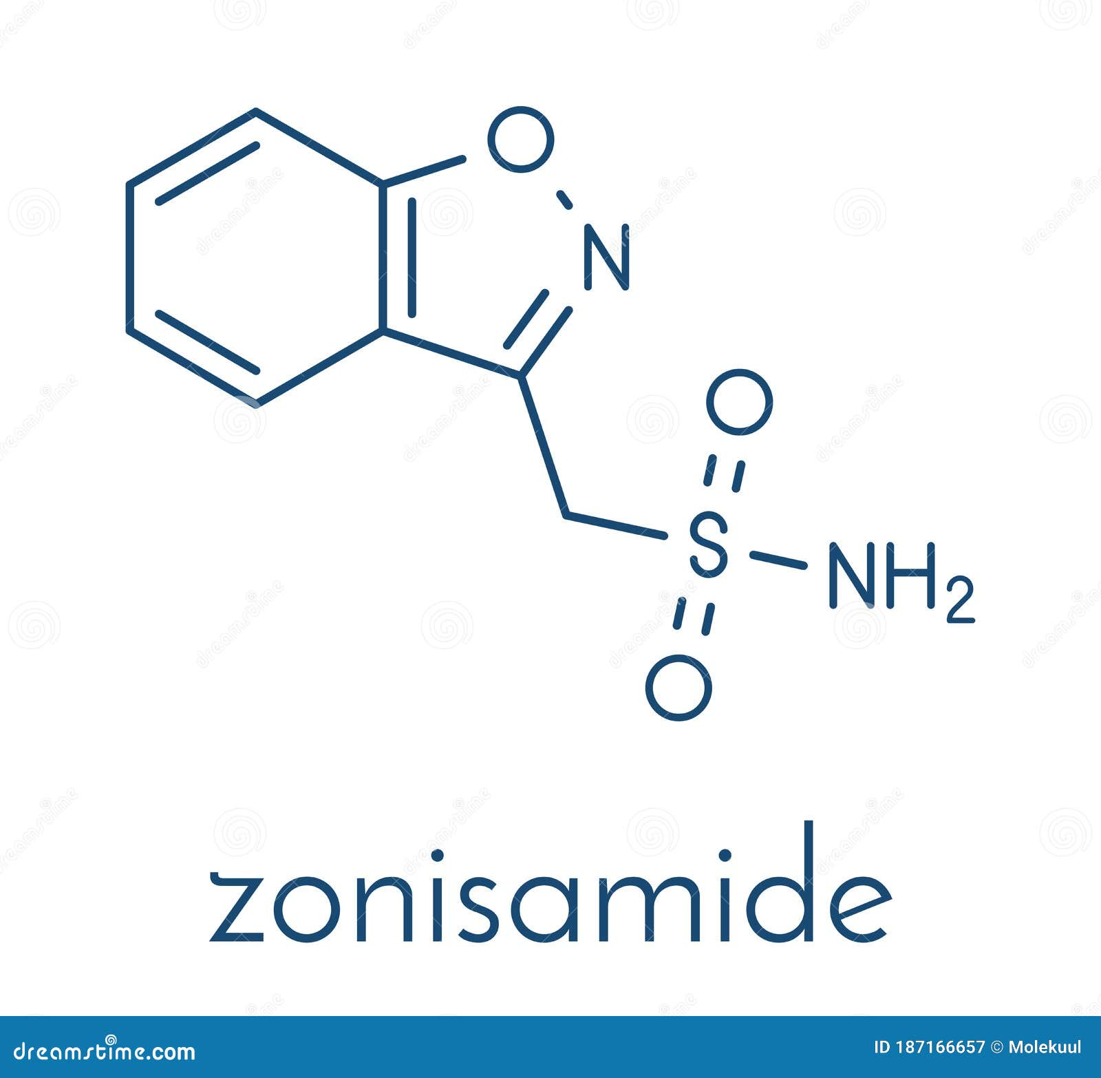 Zonisamide Epilepsy Drug Molecule. Skeletal Formula Stock Vector ...