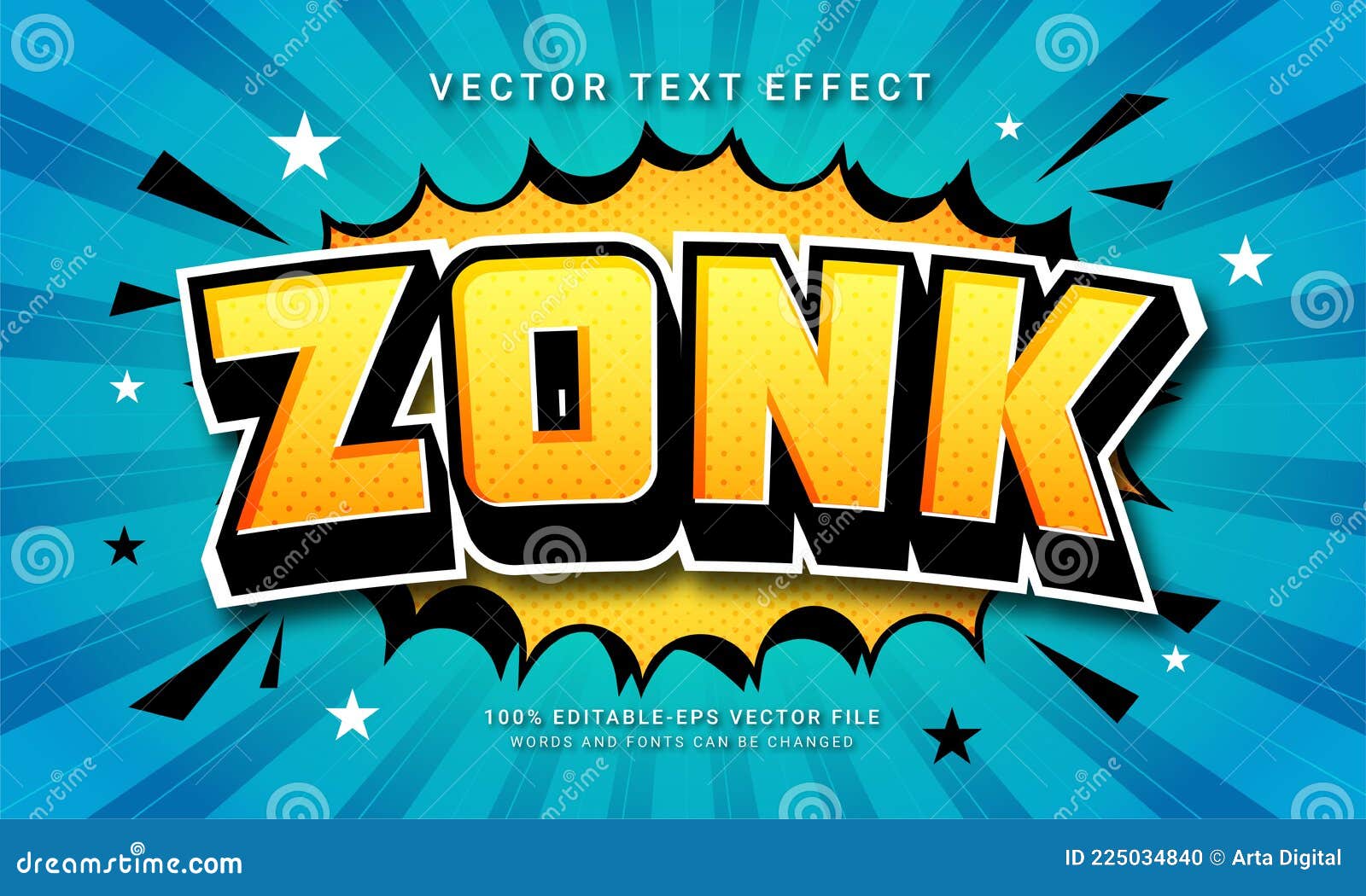 Zonk 3d Text Style Effect Themed Cartoon Style Stock Vector ...