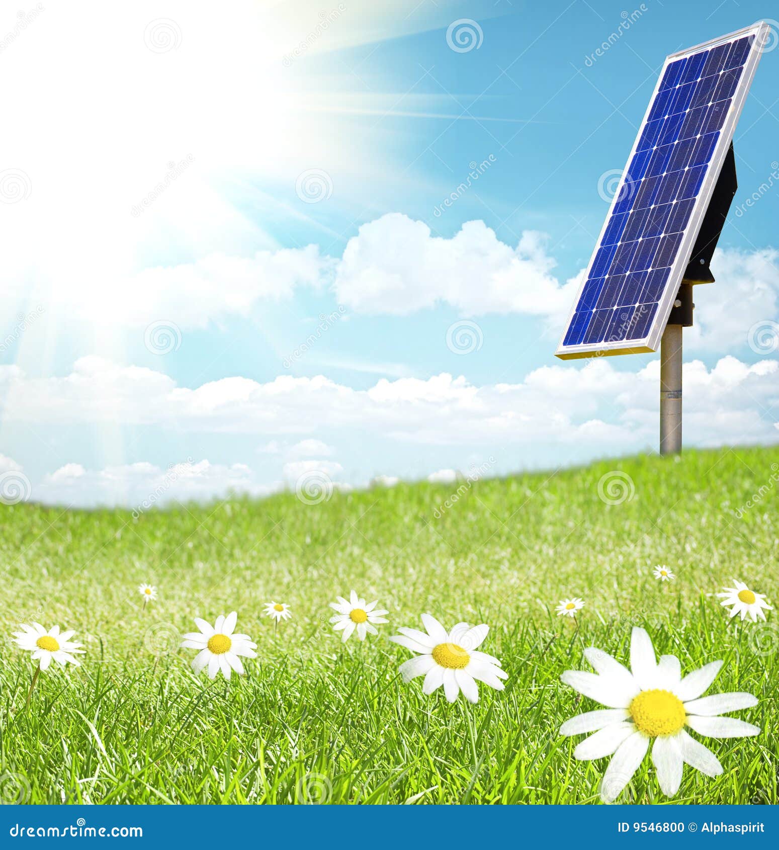 Zonnecel en zonnestraal stock foto. Image of verwarmer - 9546800