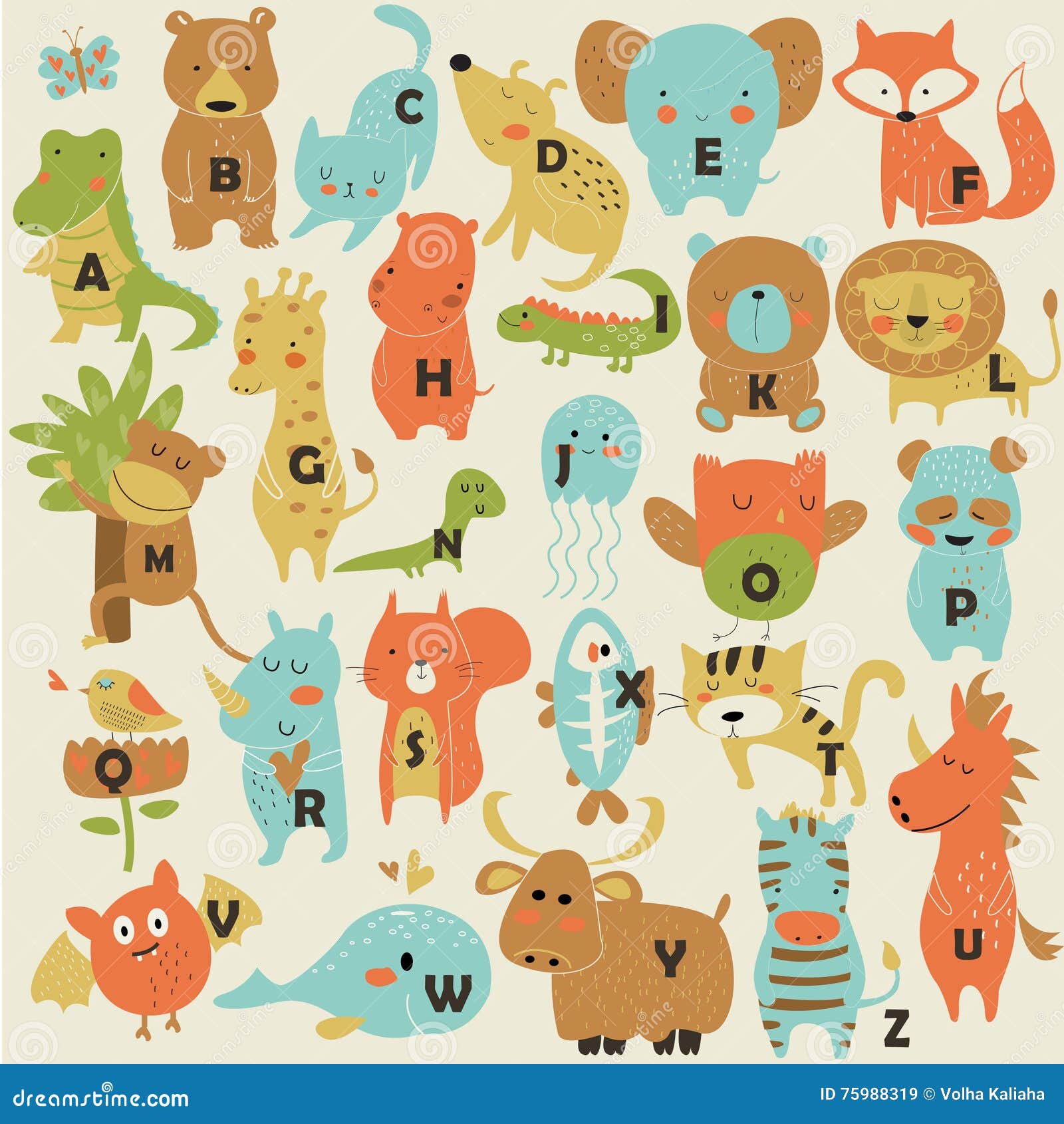 Zoo alphabet stock vector. Illustration of cartoon, cute - 75988319