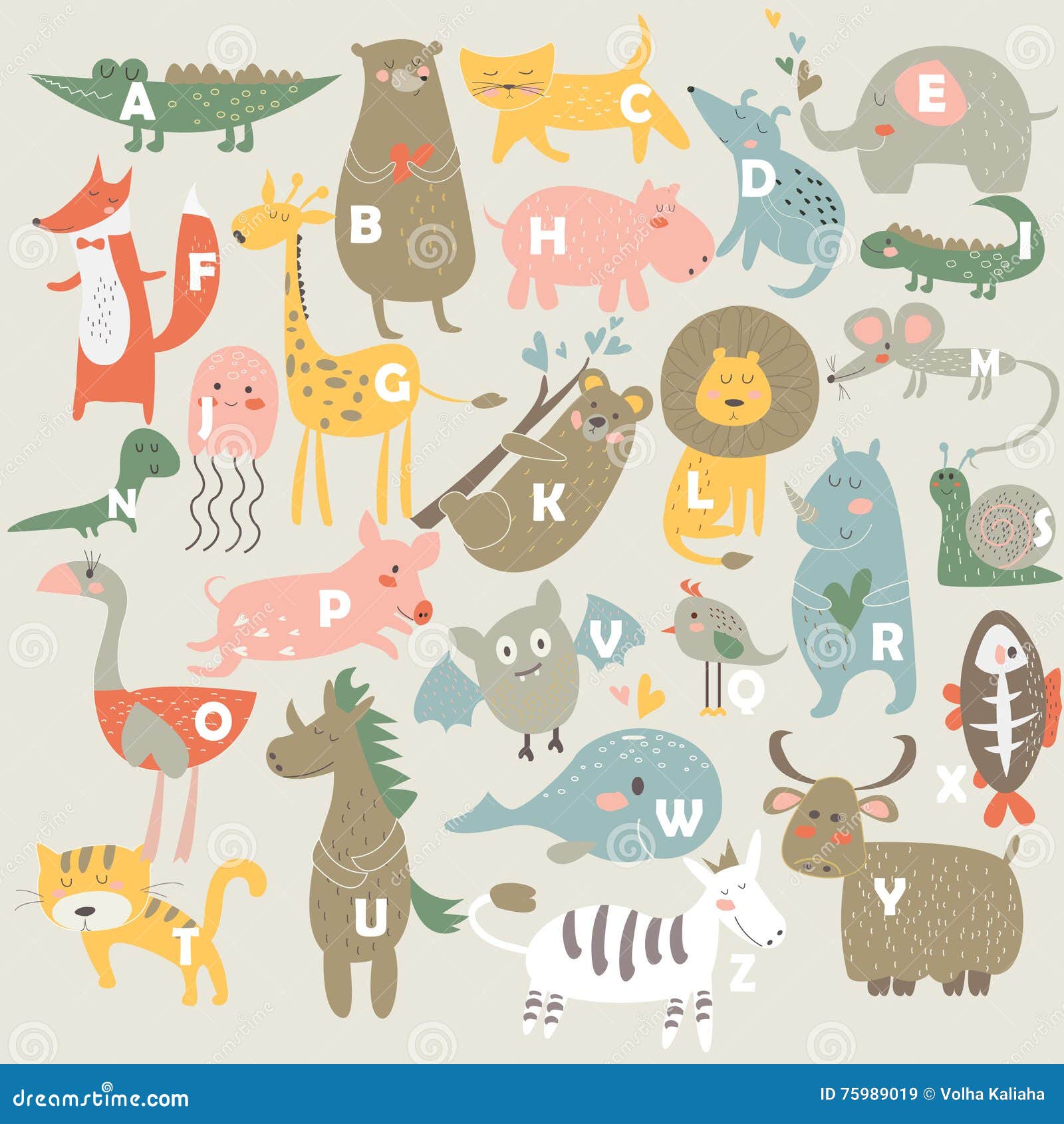 Zoo alphabet stock vector. Illustration of colorful, poster - 75989019