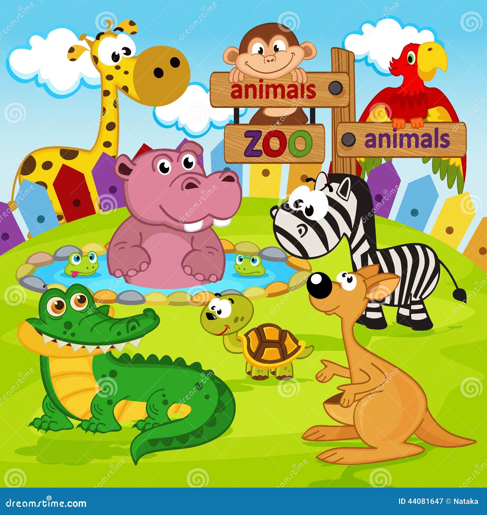 Zoo animals stock vector. Illustration of monkey, vector - 44081647