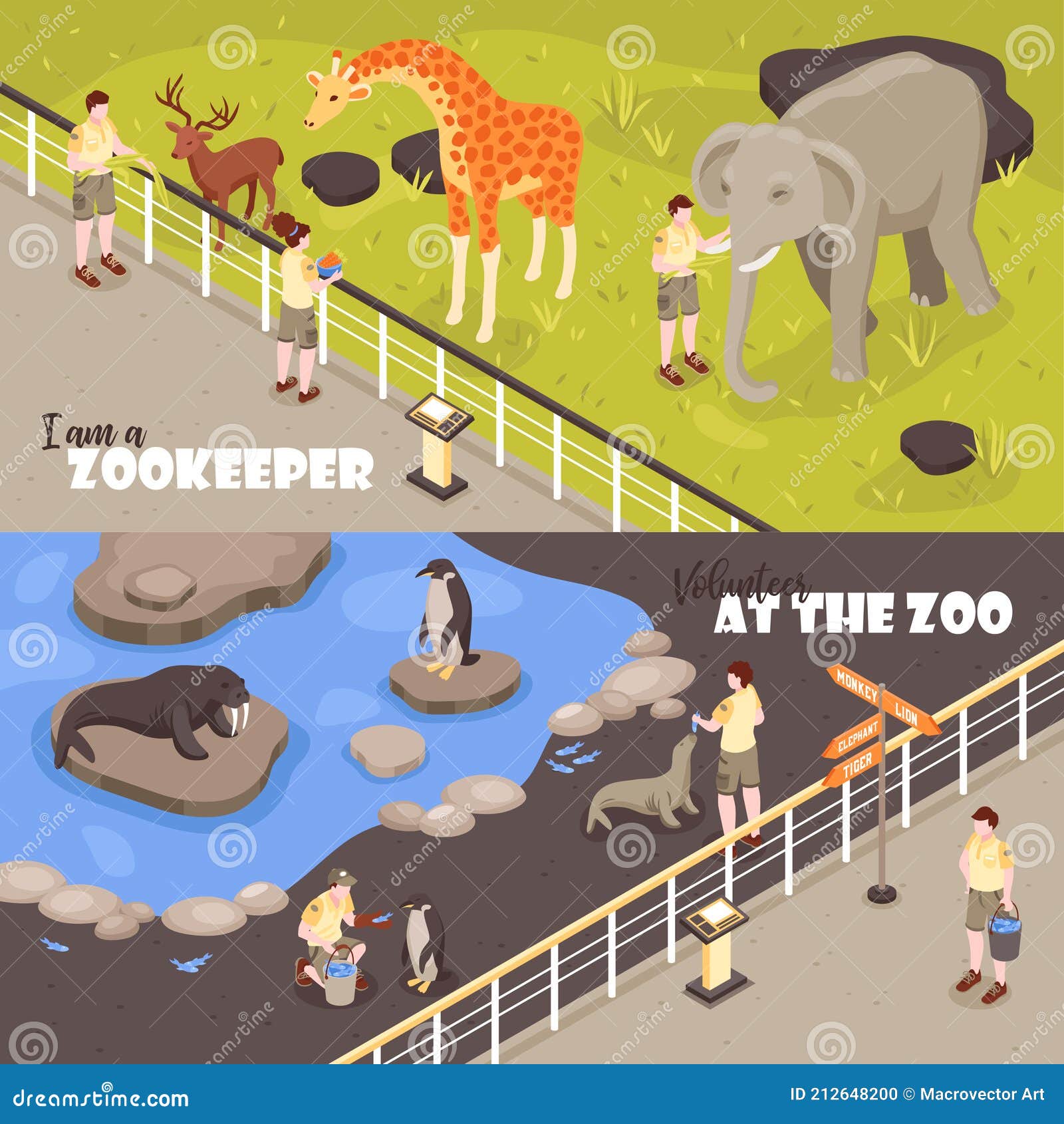 At Zoo Horizontal Banners stock vector. Illustration of garden - 212648200