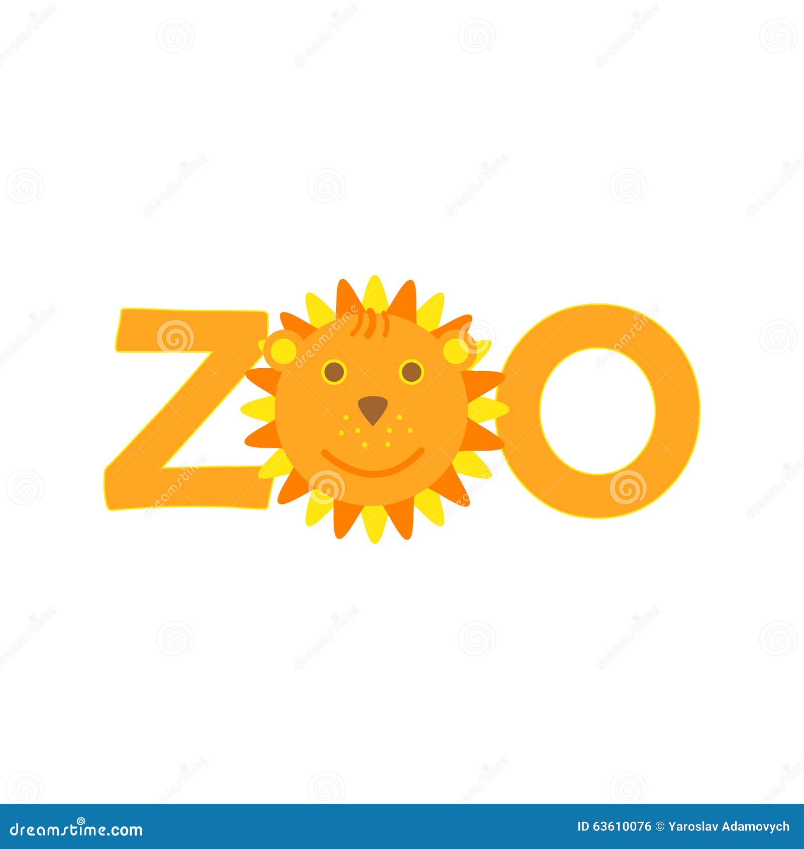 Zoo lion stock vector. Illustration of africa, orange - 63610076