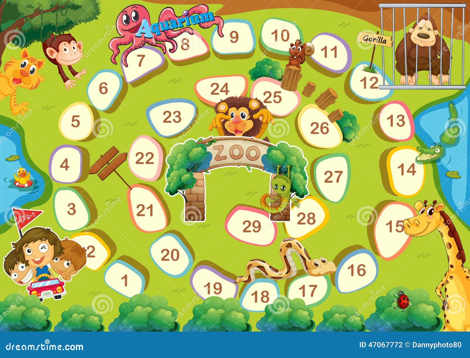 Zoo theme boardgame stock vector. Illustration of animals - 47067772