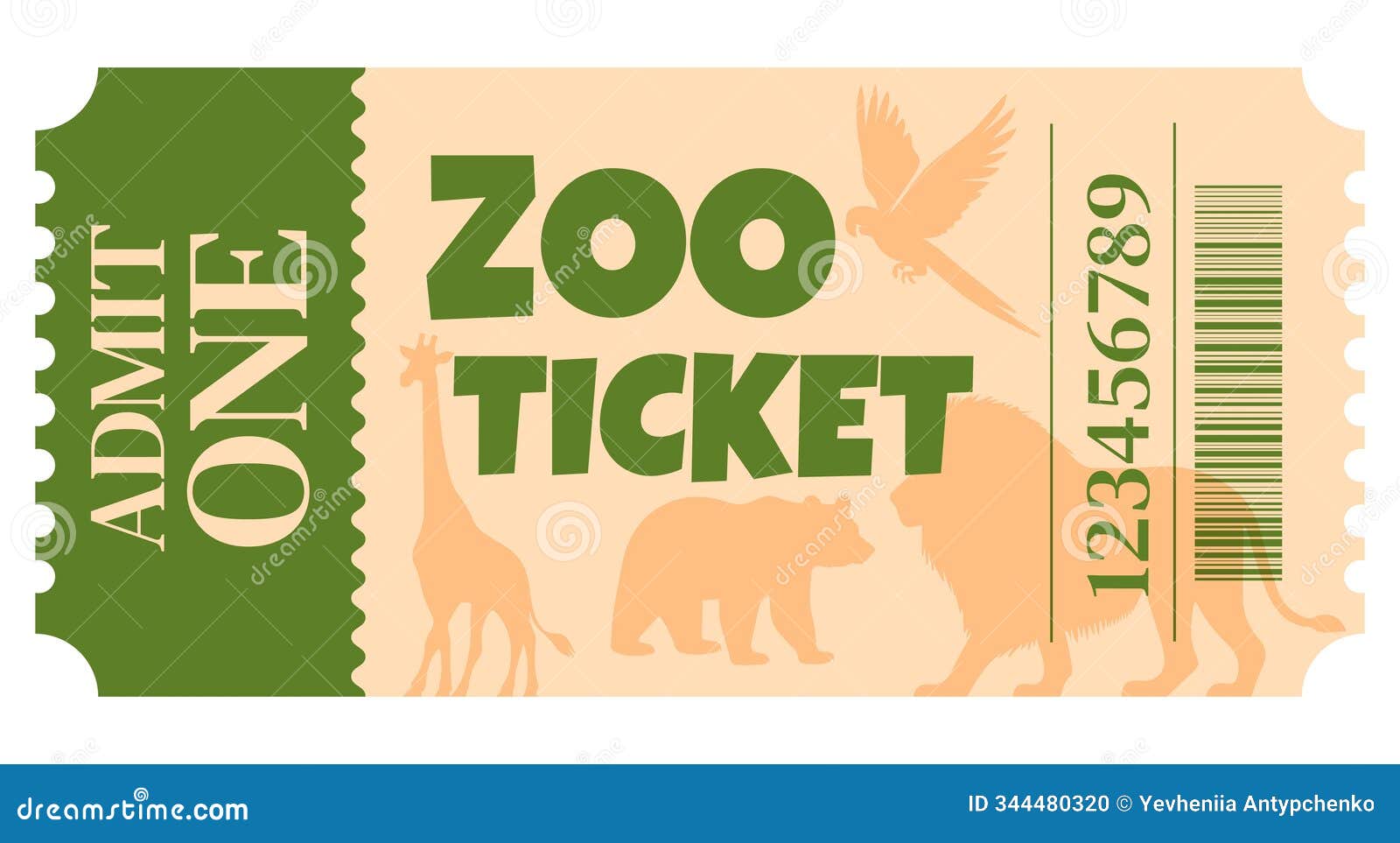 Zoo Ticket Admit One Animals Stock Vector - Illustration of collectible ...