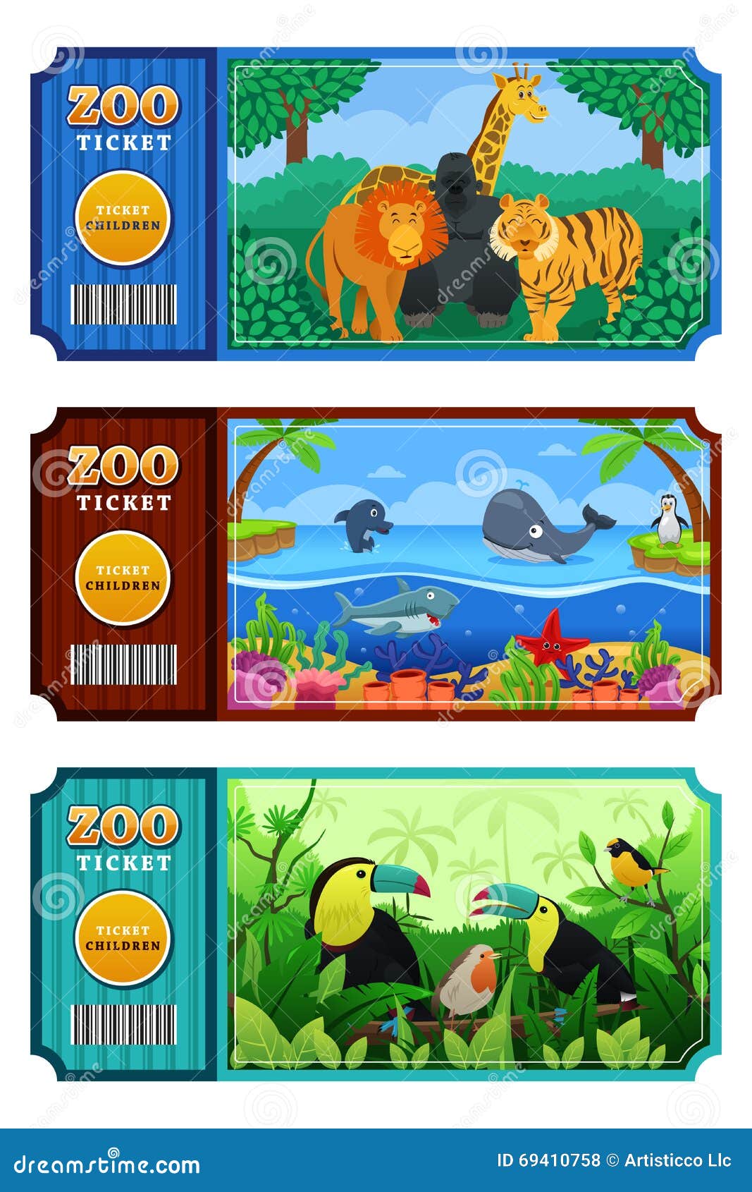 Zoo Ticket Design stock vector. Illustration of shark - 69410758