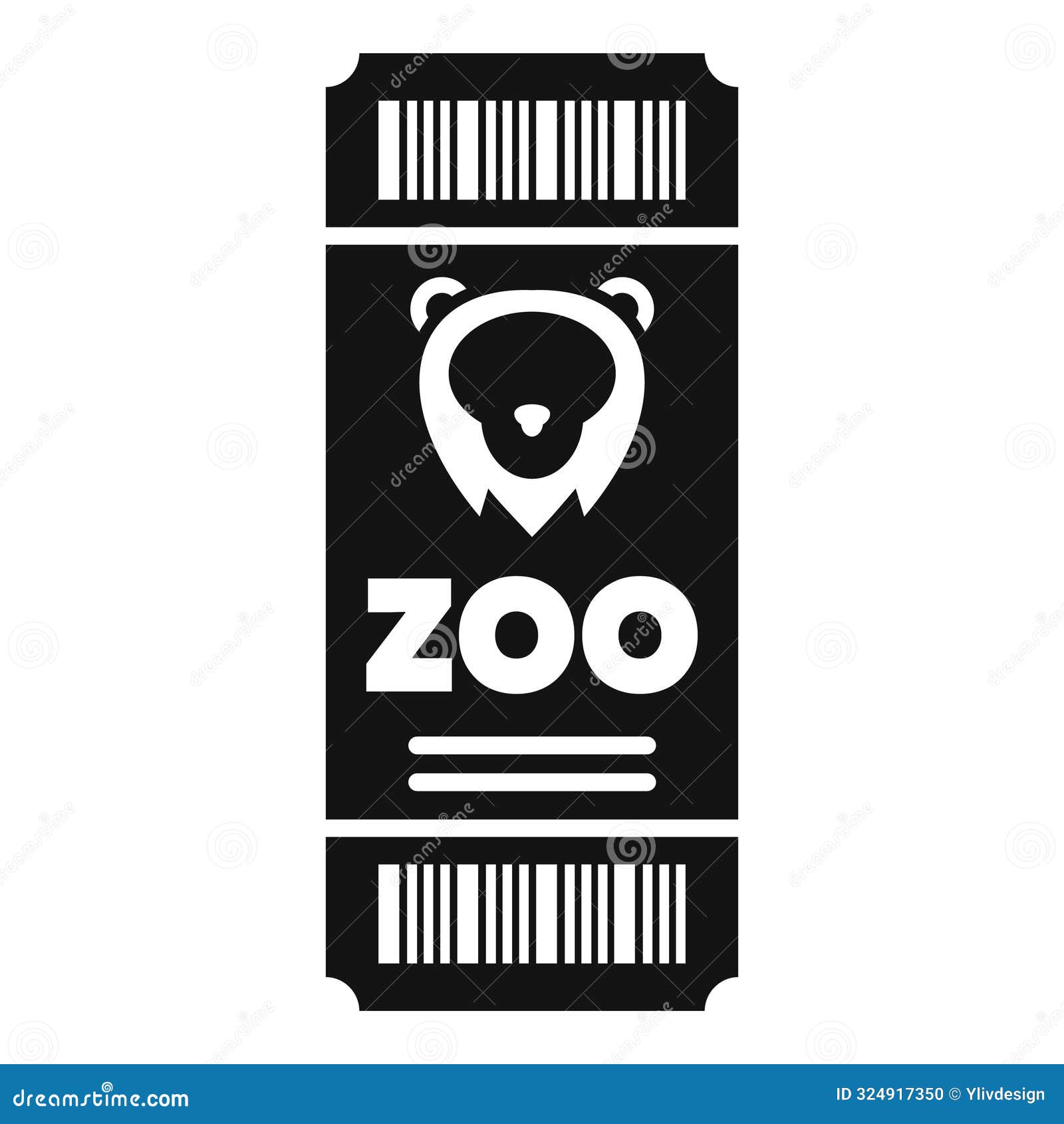 Zoo Ticket Featuring Bear Face Silhouette Icon Stock Vector ...