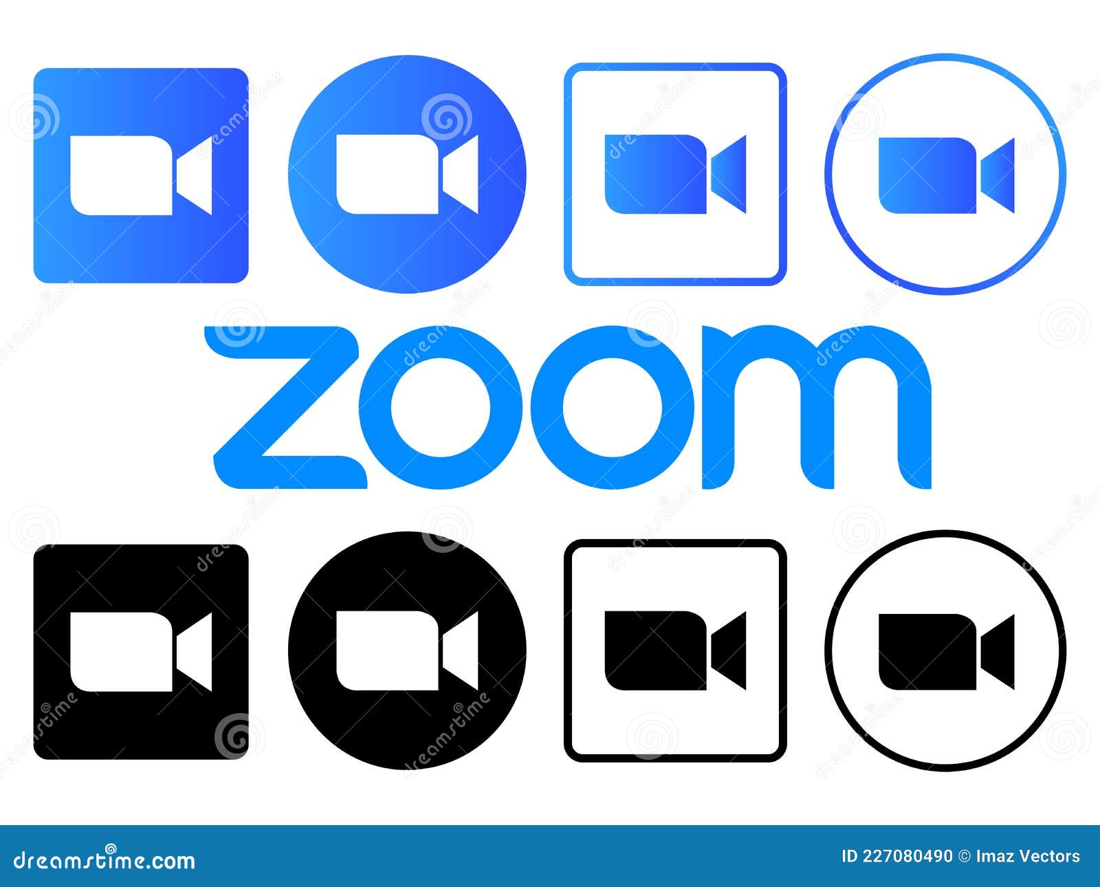 Set of Zoom App Logo Vector Illustration. Blue and Black Color Designs ...