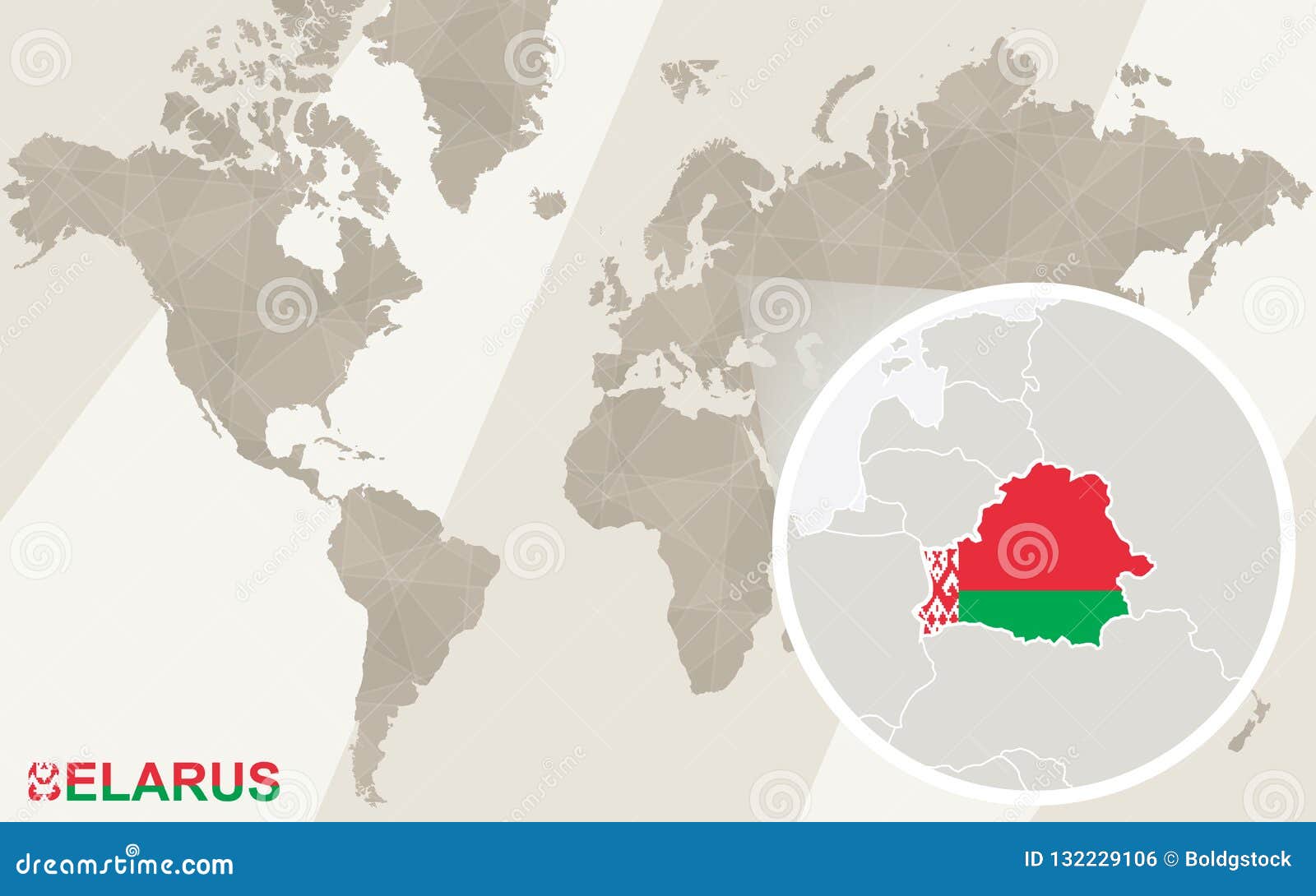Zoom on Belarus Map and Flag. World Map Stock Vector - Illustration of ...
