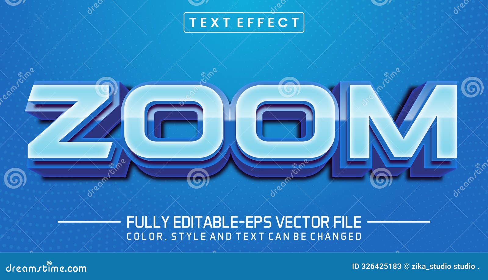Zoom Blue Font Text Effect Editable Stock Illustration - Illustration ...