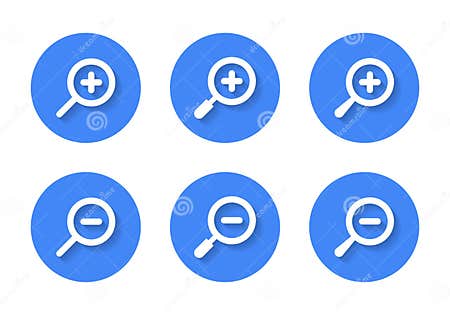 Zoom Button Icon with Shadow. Magnifying Glass Vector Stock ...