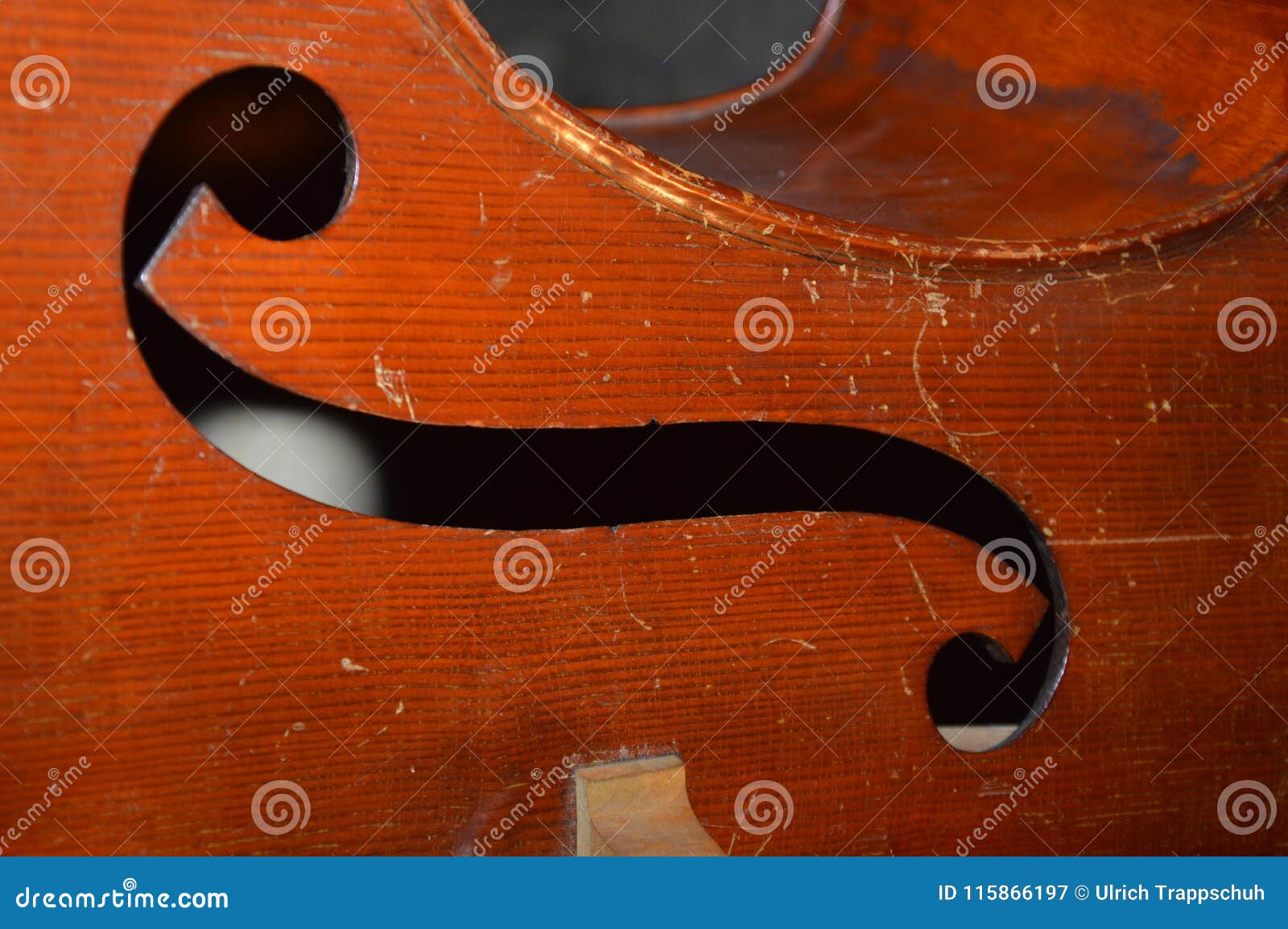 A Stringed Music Instrument Zoom on a Double Bas Stock Image - Image of ...