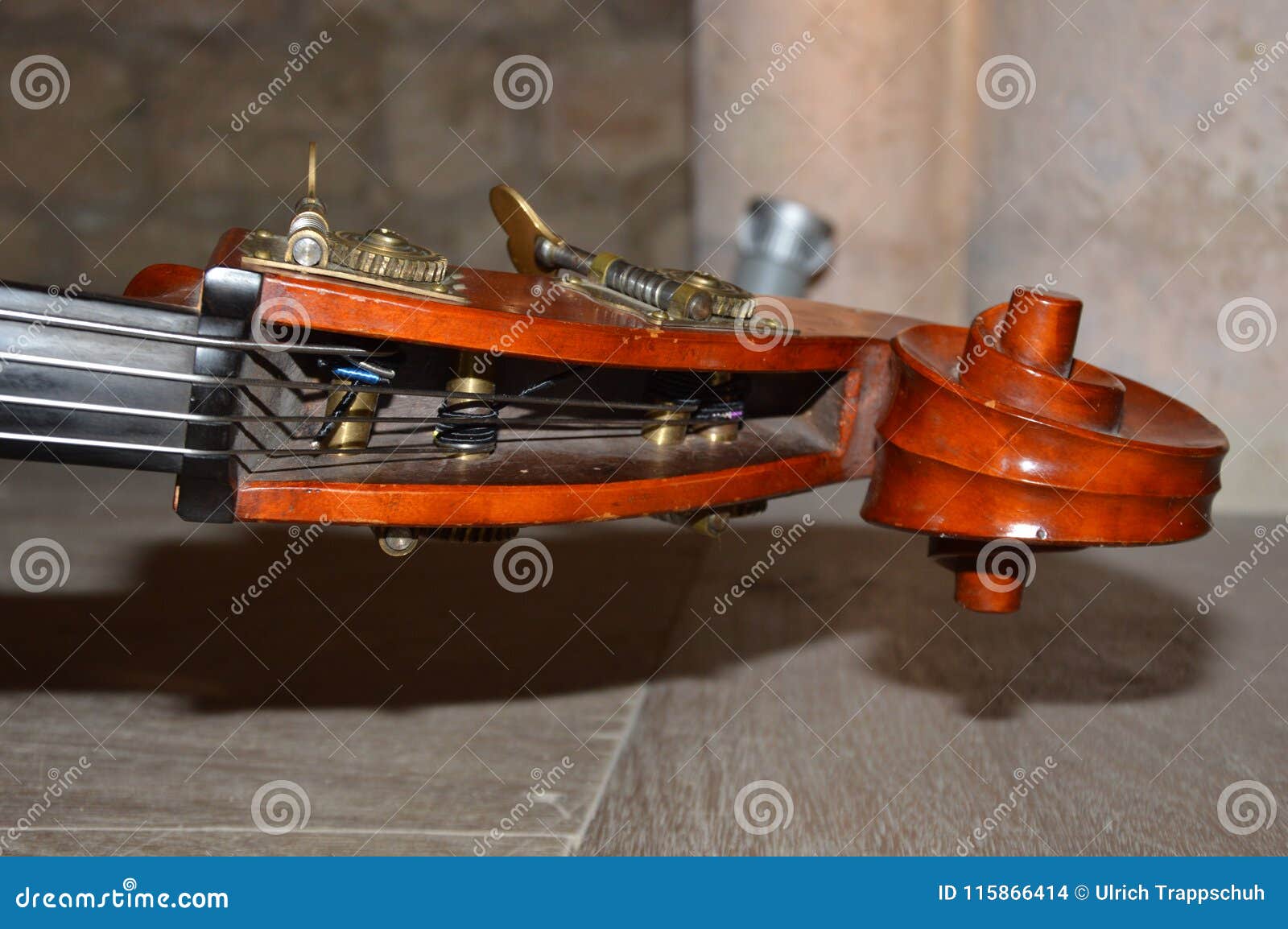 A Stringed Music Instrument Zoom on a Double Bas Stock Photo - Image of ...