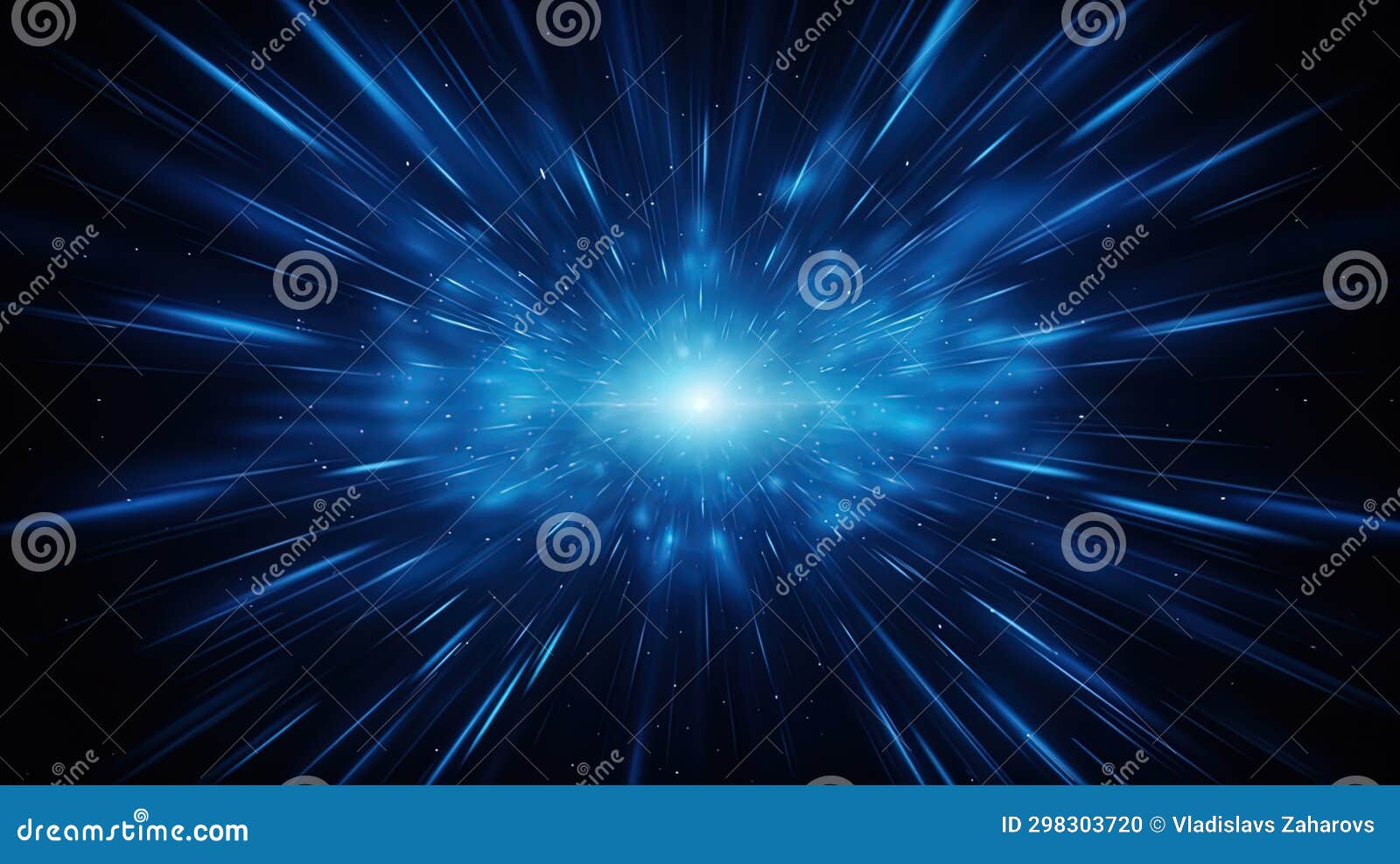 Zoom Effect: Bright Light Blue Lights Radiate from the Center on a Dark ...