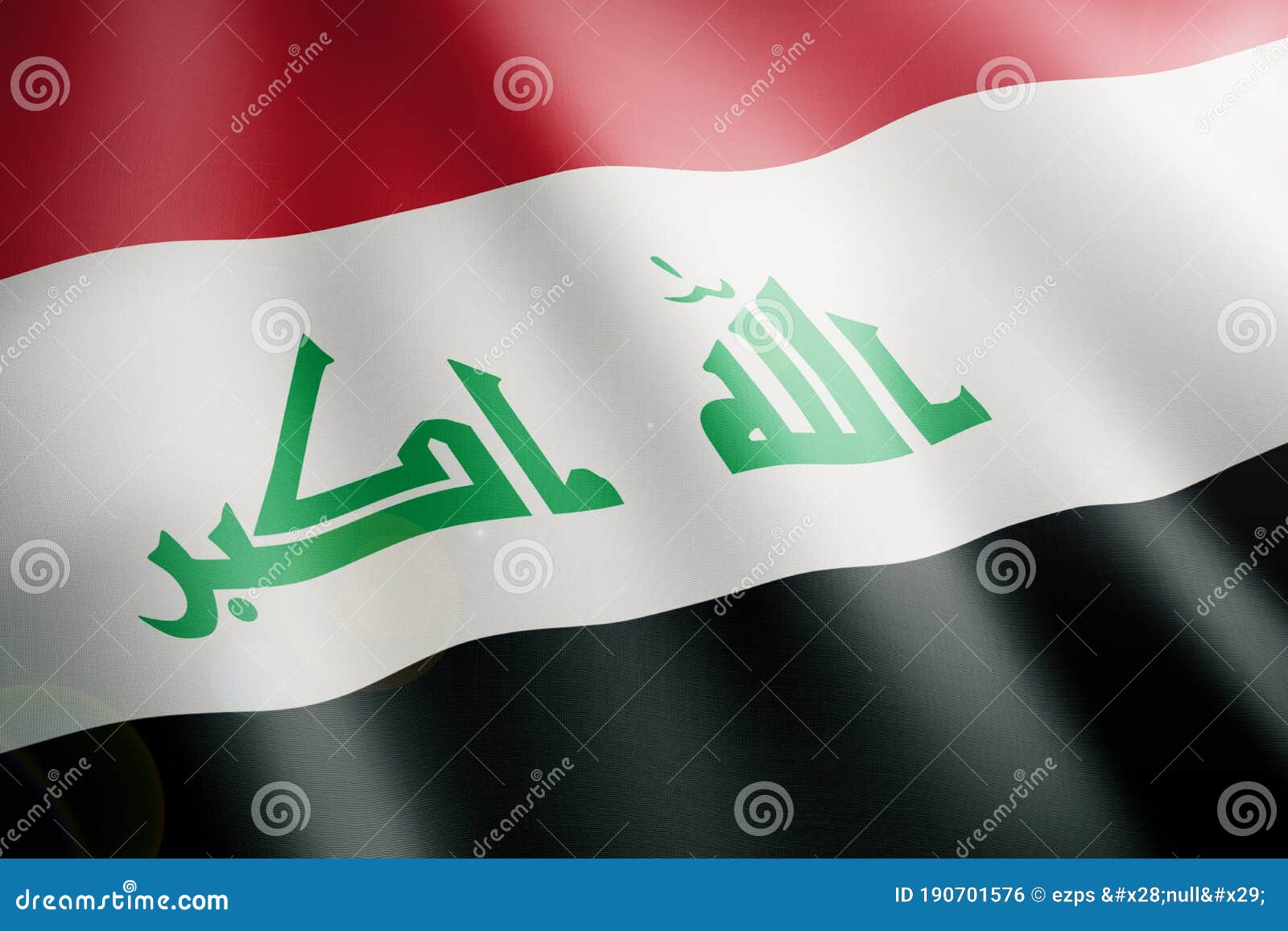 Flag of Iraq Waving in the Wind in Front of White Background Stock ...
