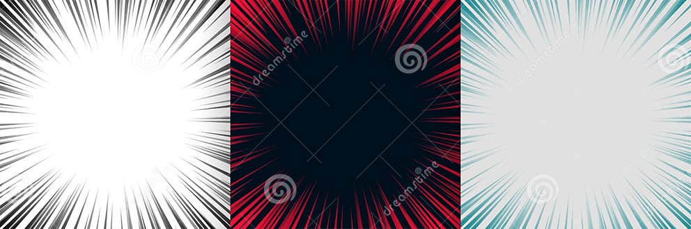 Zoom Focus Lines Background Set of Three Stock Vector - Illustration of ...