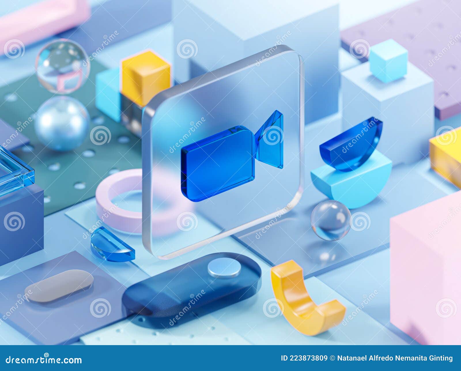 Zoom Glass Geometry Shapes Abstract Composition Art 3D Rendering ...