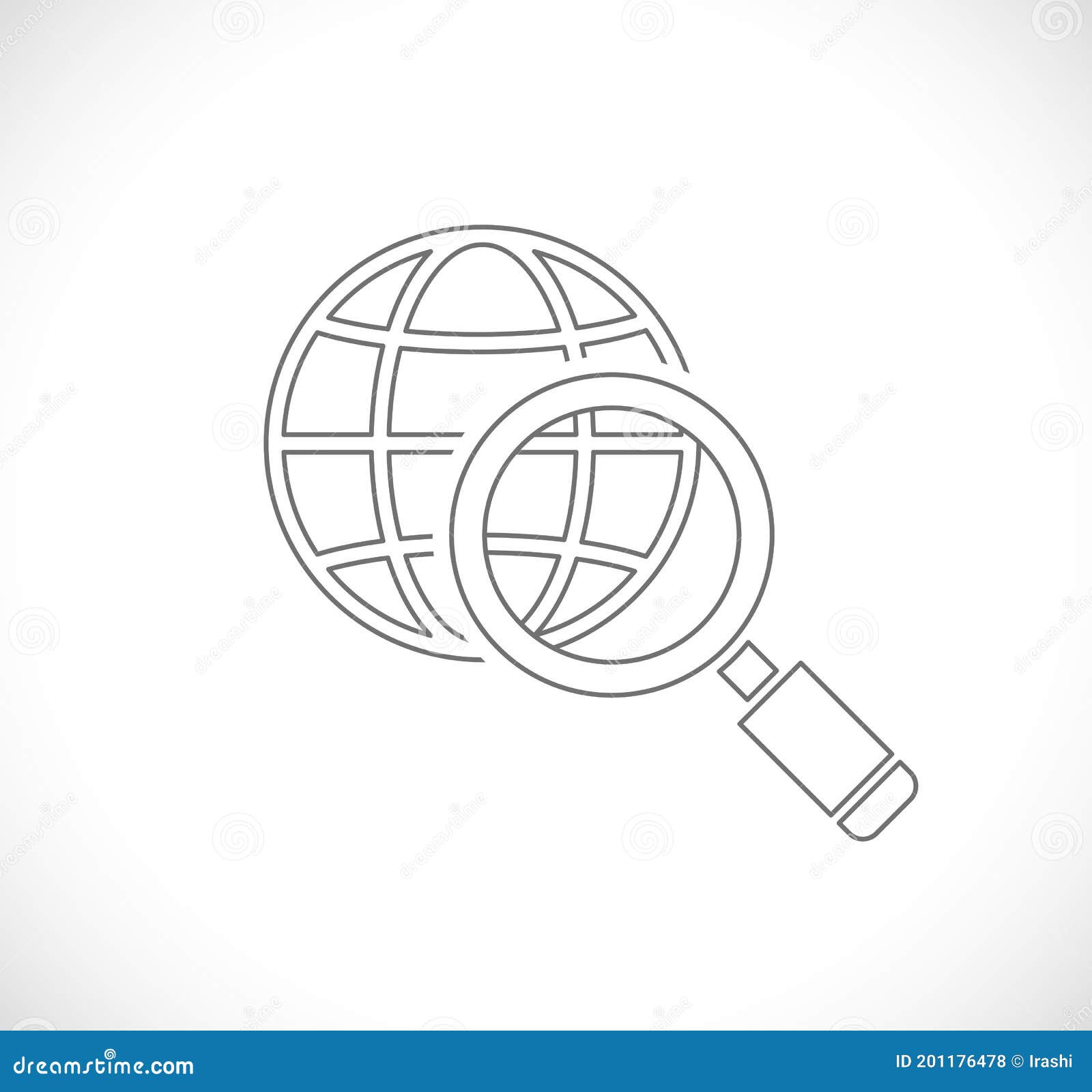 Zoom with globe icon stock vector. Illustration of search - 201176478