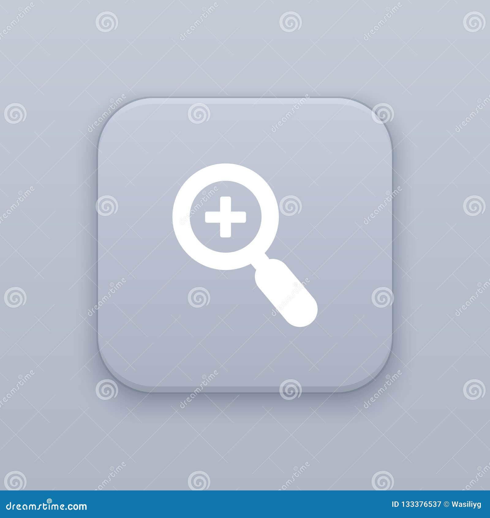 Zoom, Gray Vector Button with White Icon Stock Vector - Illustration of ...