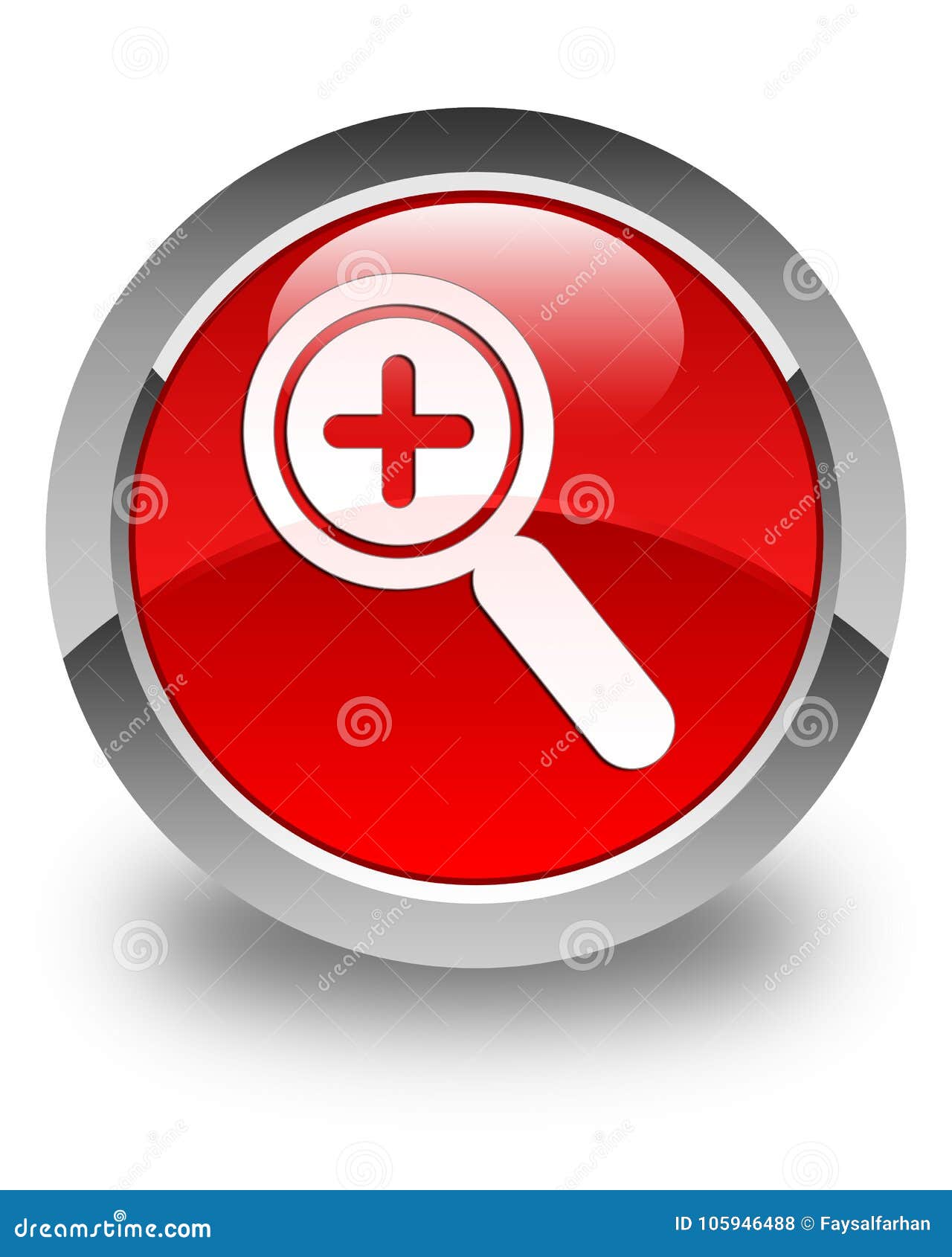 Zoom in Icon Glossy Red Round Button Stock Illustration - Illustration ...