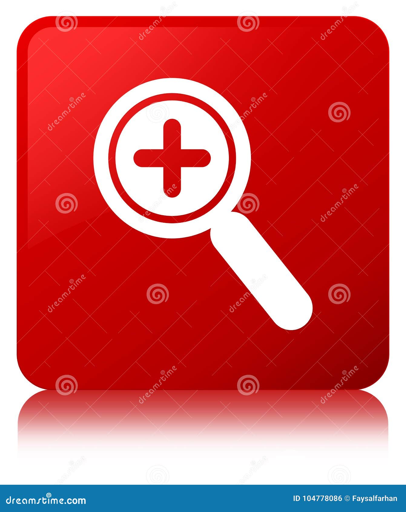 Zoom in Icon Red Square Button Stock Illustration - Illustration of ...