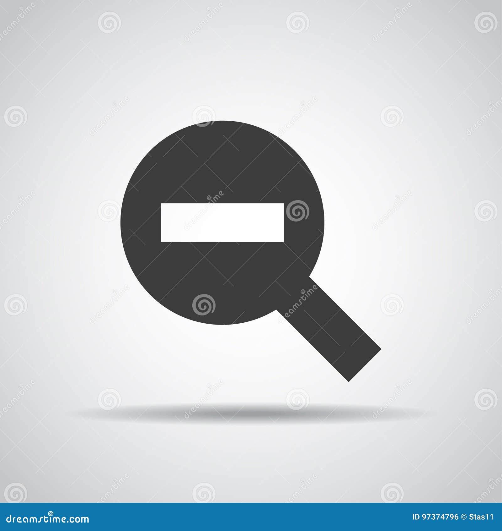 Zoom Icon with Shadow on a Gray Background. Vector Illustration Stock ...