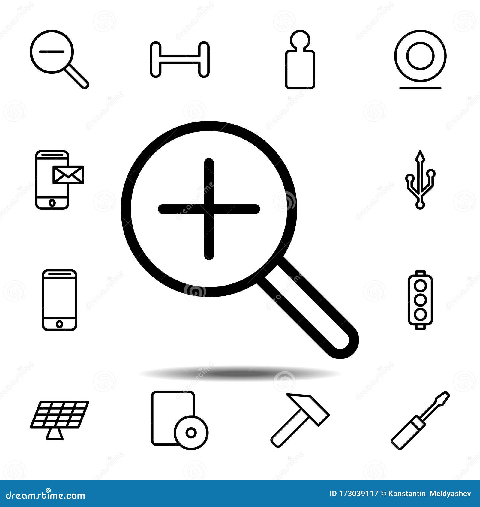 Zoom in Icon. Simple Thin Line, Outline Vector Element of Minimalistic, Web Icons Set for UI and ...